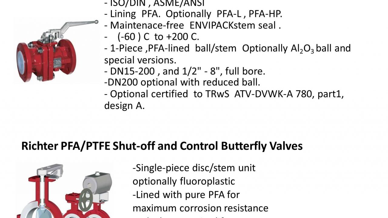 PTFE - PFA Lined valve & Control valve - Plant Equipment